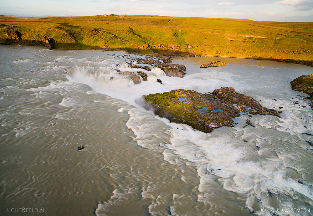 Urridafoss waterfall in Iceland - long exposure aerial photo ...